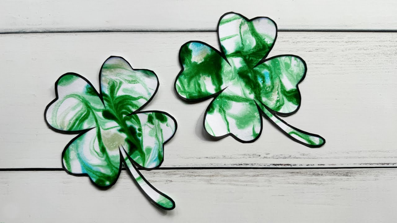 Marbled Shaving Cream Shamrock Craft for St. Patrick's Day - YouTube