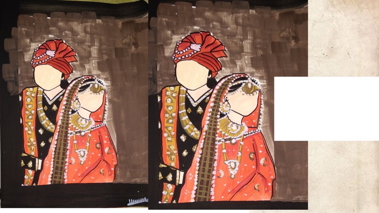 How to draw a couple/bride and groom drawing/easy painting tutorial ...