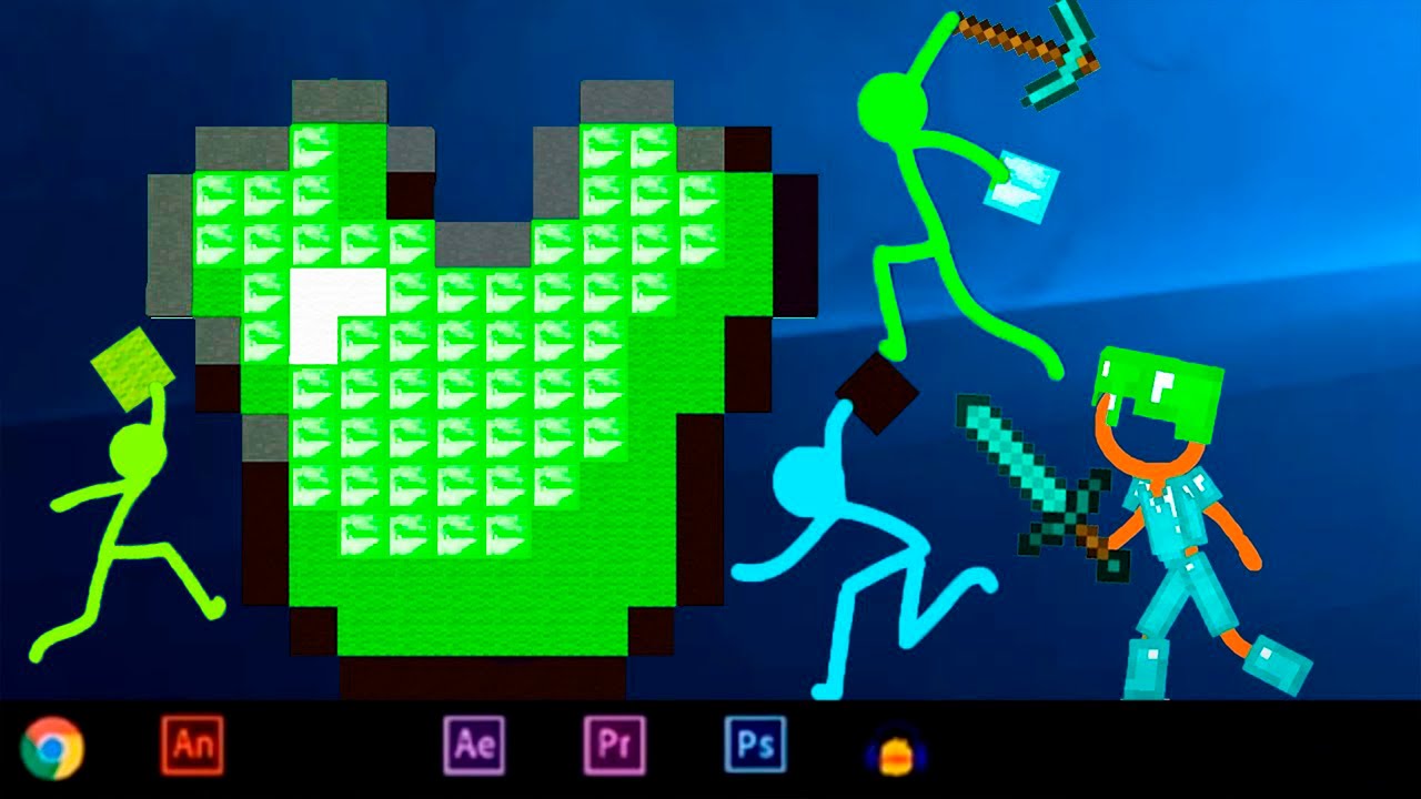Stickman vs Minecraft ⚡ GIANT EMERALD CHESTPLATE Animation VS Minecraft ...