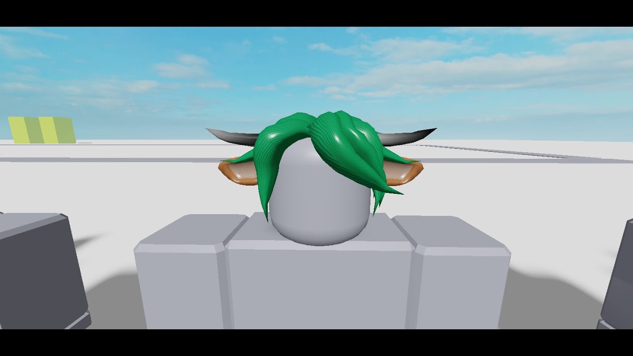 Roblox Short Spikey Dark Green Hair with Cow Ears and Horns - YouTube