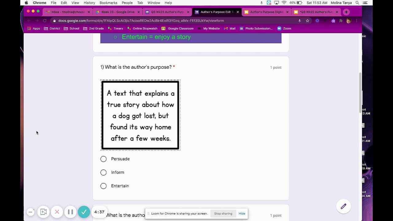 Author's Purpose Exit Ticket - YouTube