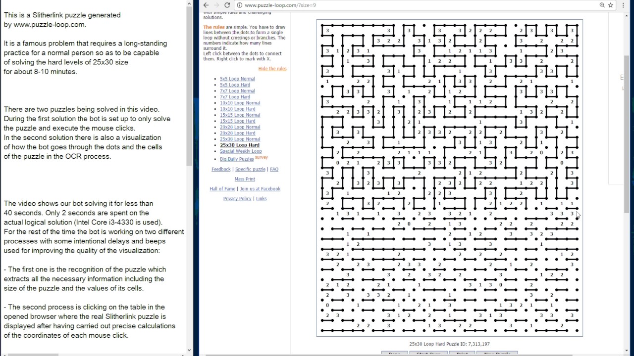 Bot solves Slither link puzzles. - YouTube