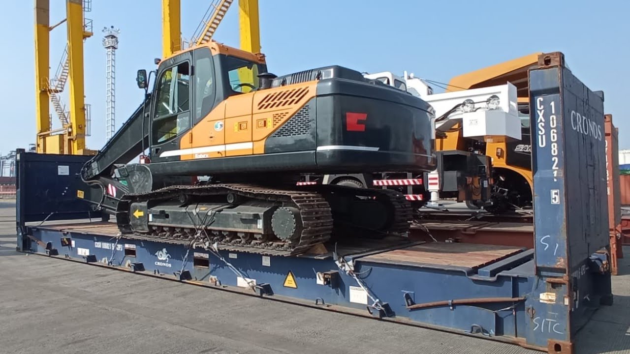 Excavator Hyundai 22 Ton Loading & Unloading Container Flat Rack 40 ft ...