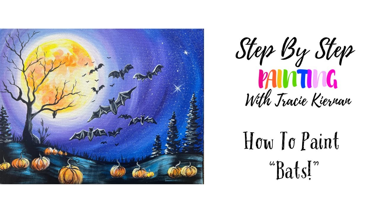 How To Paint "Bats - Landscape" - Halloween Painting Tutorial - YouTube