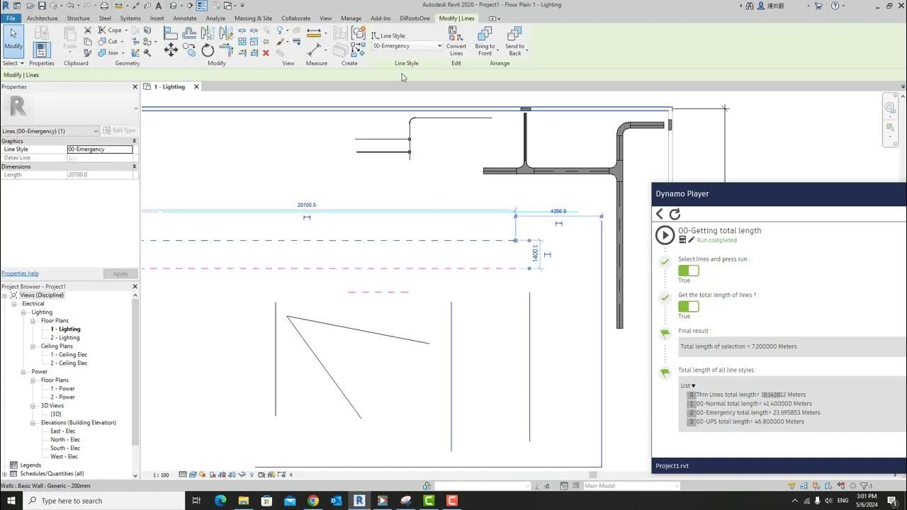 Getting total length in revit using dynamo , حصر الاطوال في الريفيت - YouTube