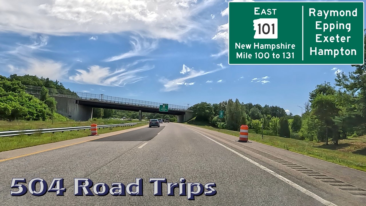 ⁴ᴷ Road Trip #1045 - New Hampshire Route 101 Mile 108 to 131 - Raymond ...