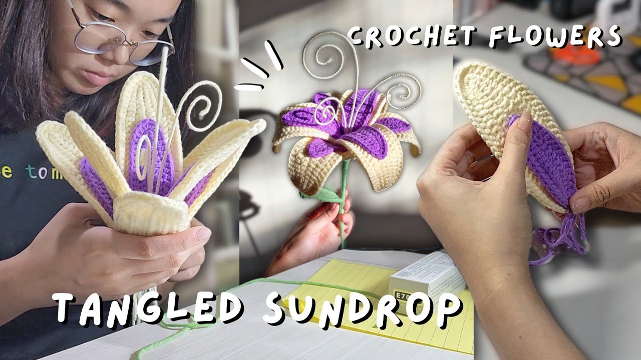 crochet the Tangled sundrop with me! ☀️ first time crocheting flowers ...