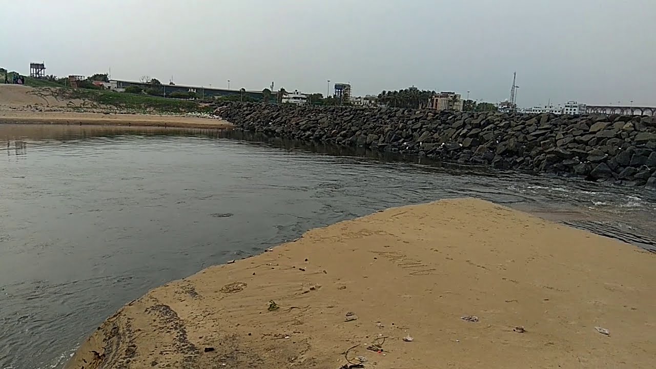 Chennai cooum river mixing with marina beach - YouTube