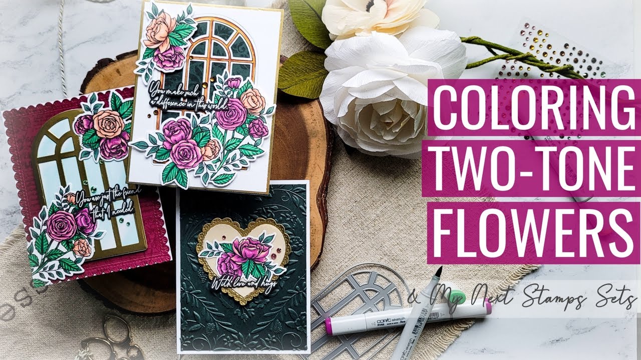 Tips for Coloring Two-Tone Flowers: Two New Stamp Sets - YouTube