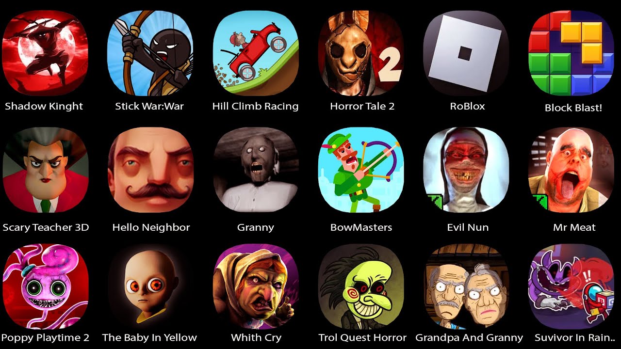 Shadow Knight,Stick War,Hill Climb Racing,Horror Tale 2,Roblox,Block ...
