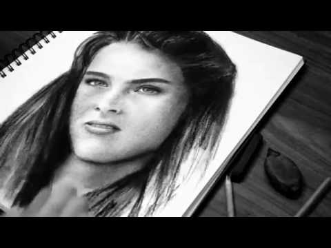 Drawing young Brooke Shields, Charcoal. - YouTube