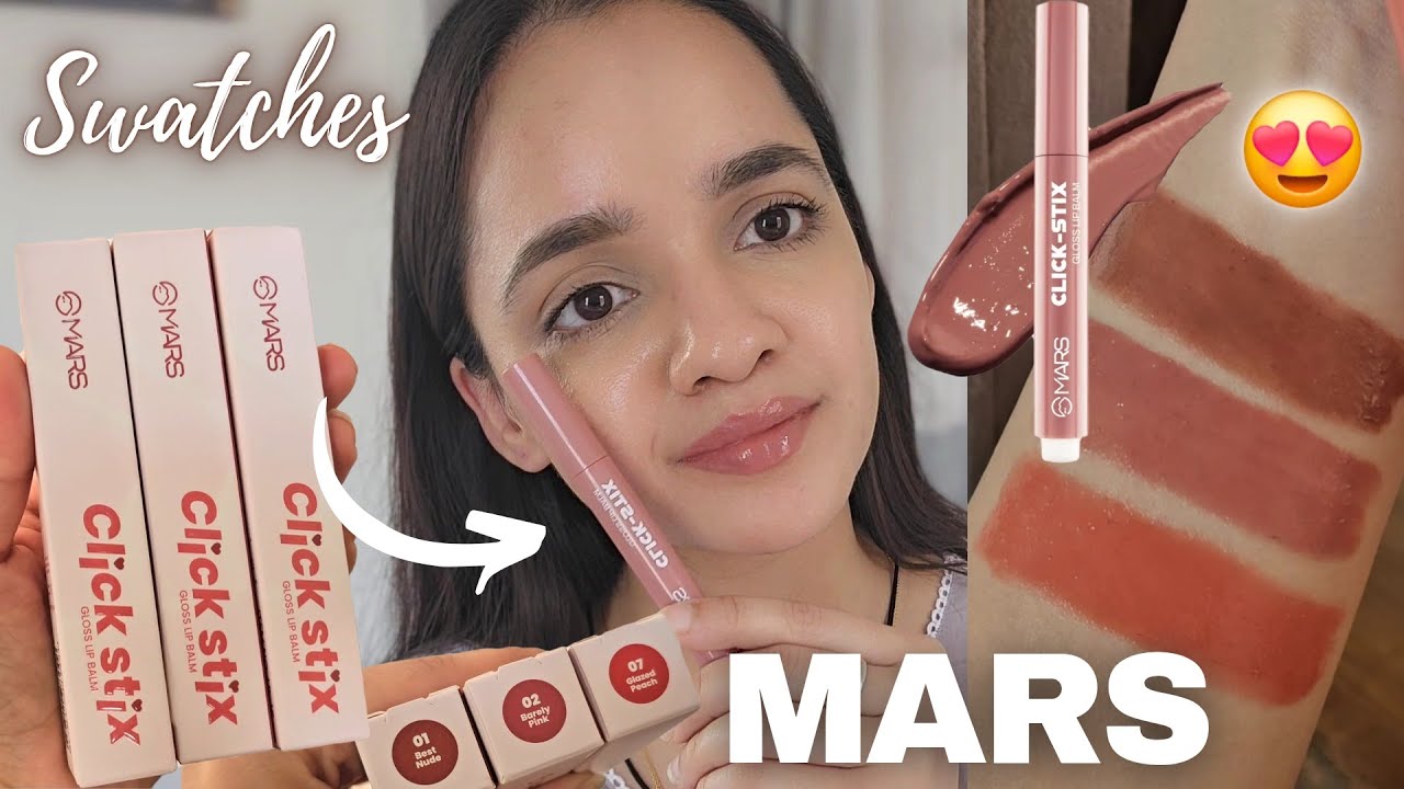MARS Click Stix Gloss Lip Balm Swatches | Mars Cosmetics - YouTube