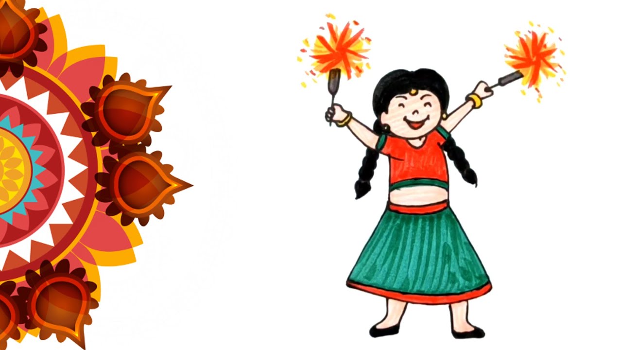 How to Draw Festival Drawing | Drawing of Diwali Festival | Draw Dots ...