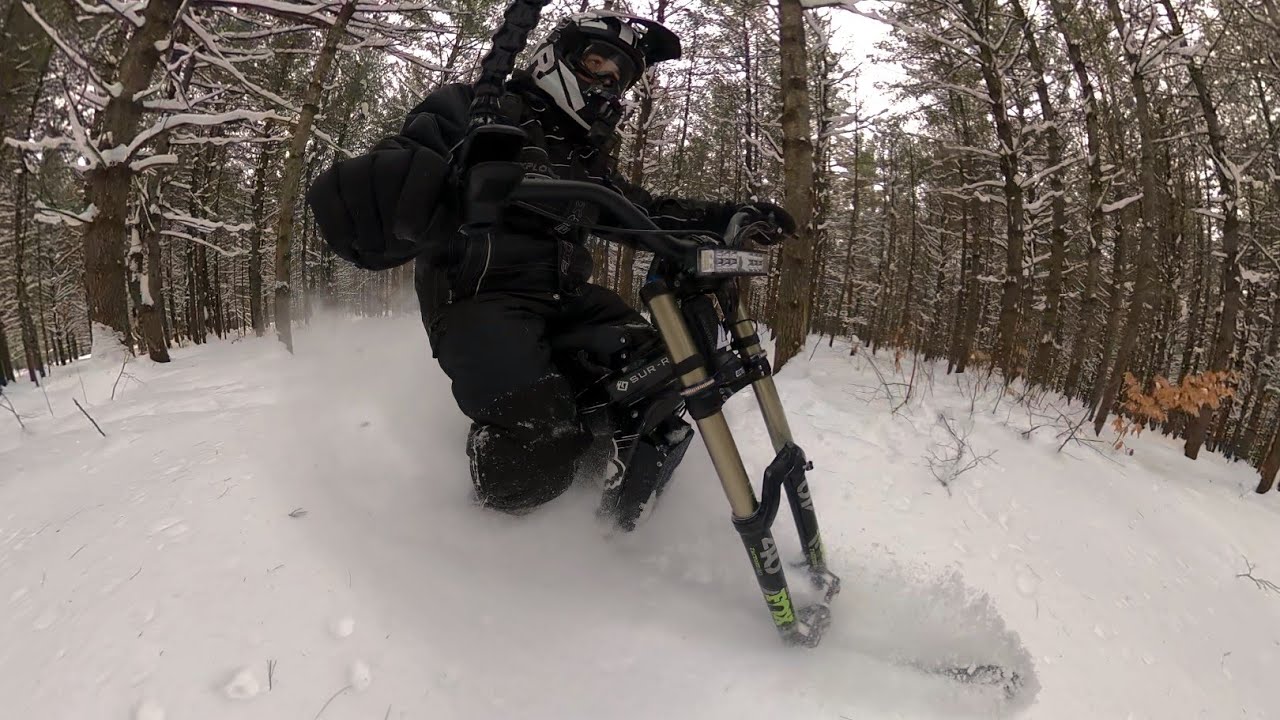 72v SurRon Snowtrack Freeride 22Inch Of Snow - YouTube