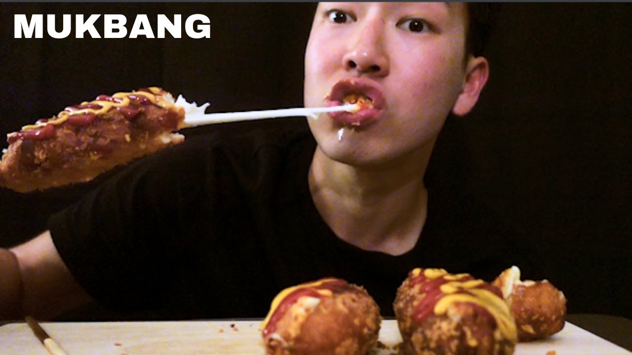 ASMR MUKBANG | MOZZARELLA CORN DOGS EATING - YouTube