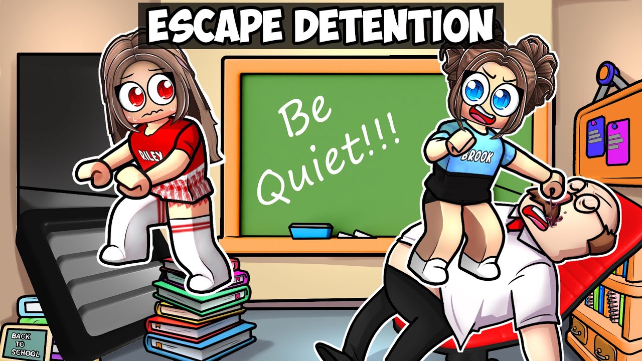 Brook And Riley ESCAPE DETENTION In ROBLOX!! - YouTube