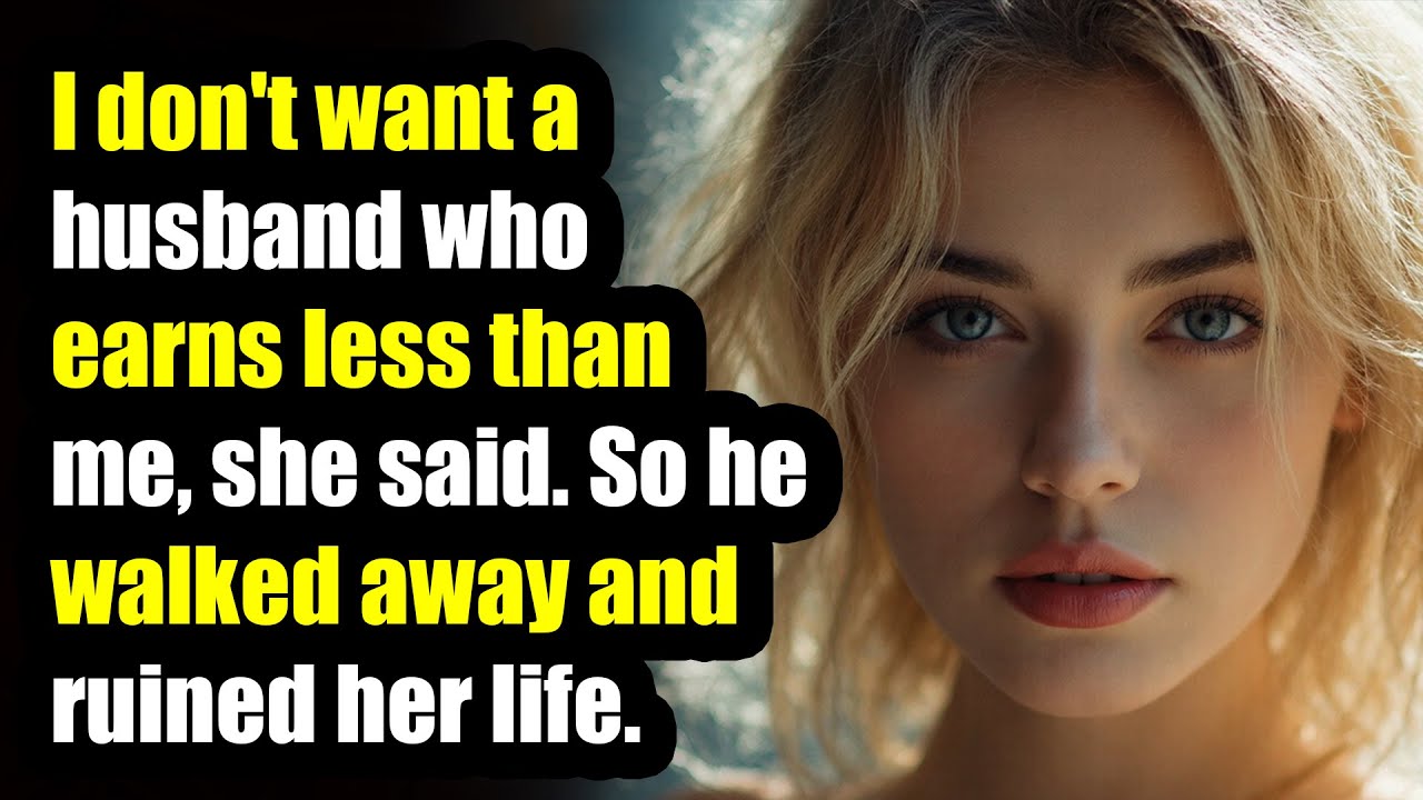 I don't want a husband who earns less than me, she said. So he walked ...