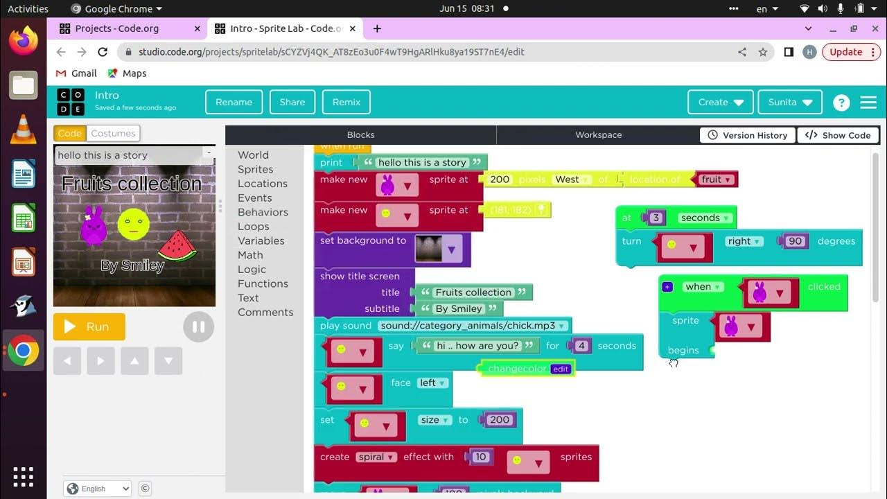 Sprite lab event, behavior, function - YouTube