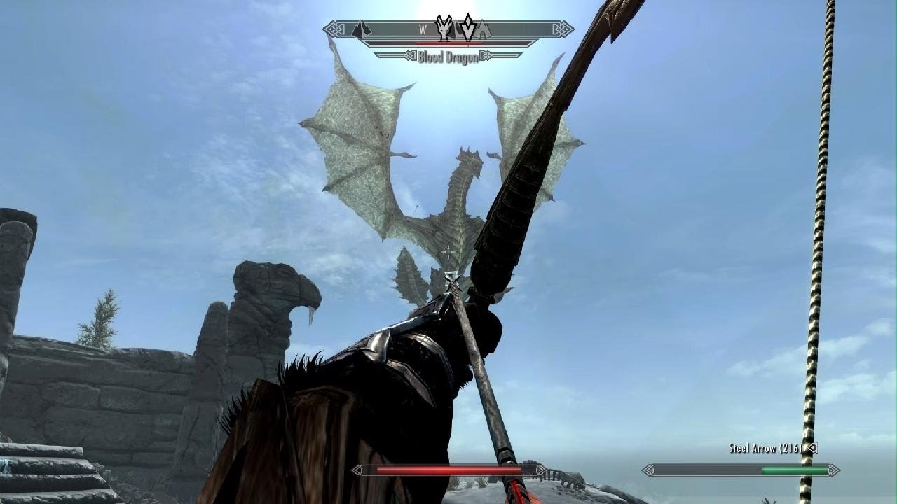 Skyrim killing a Blood Dragon - YouTube