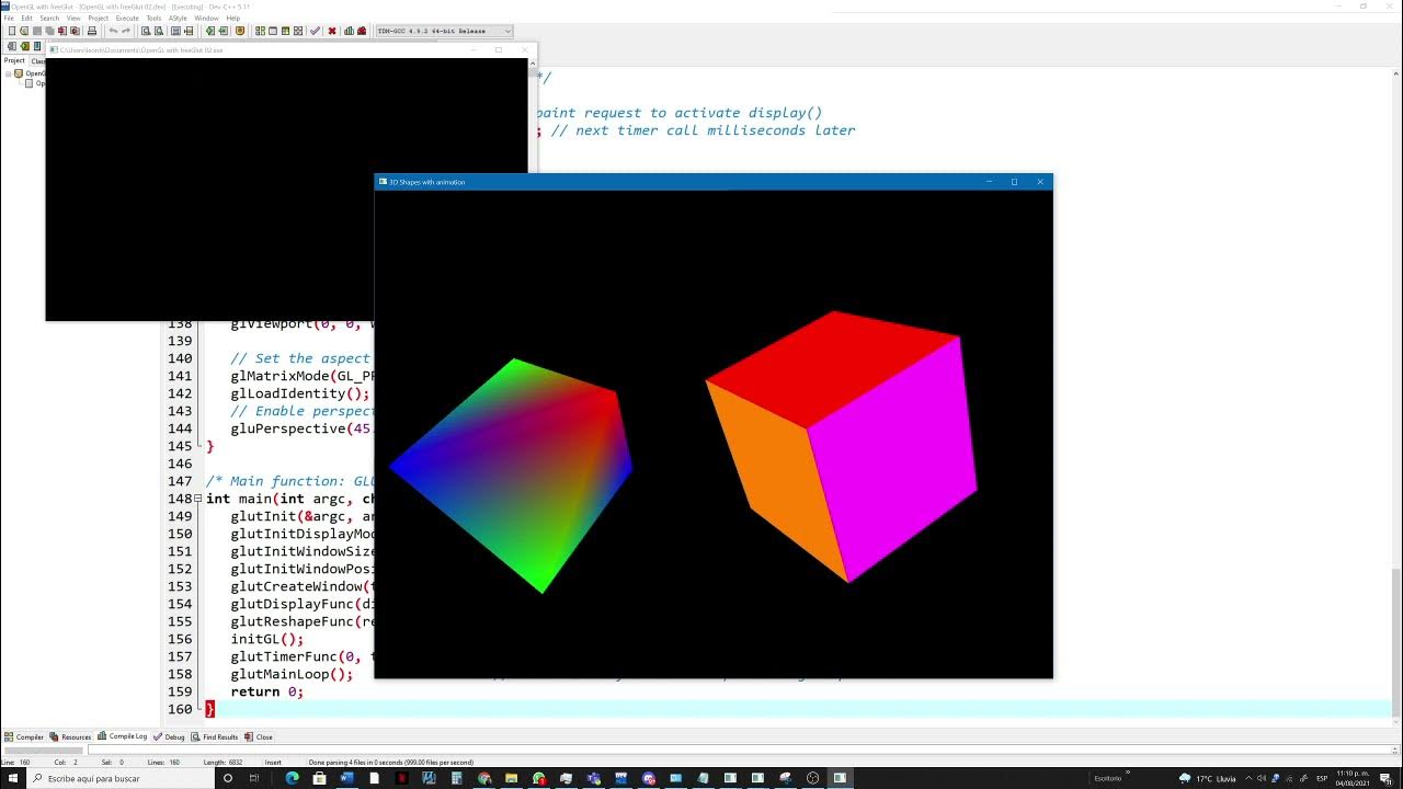 graficacion de cubo y pirámide en gl con dev c++ - YouTube
