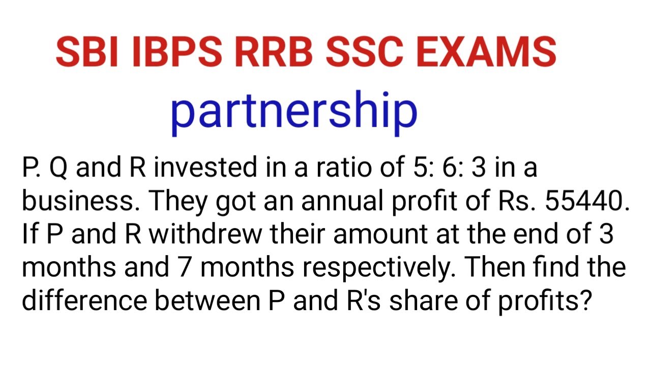 Partnership arithmetic ability | maths tricks| SBI RRB SSC EXAMS #quant ...