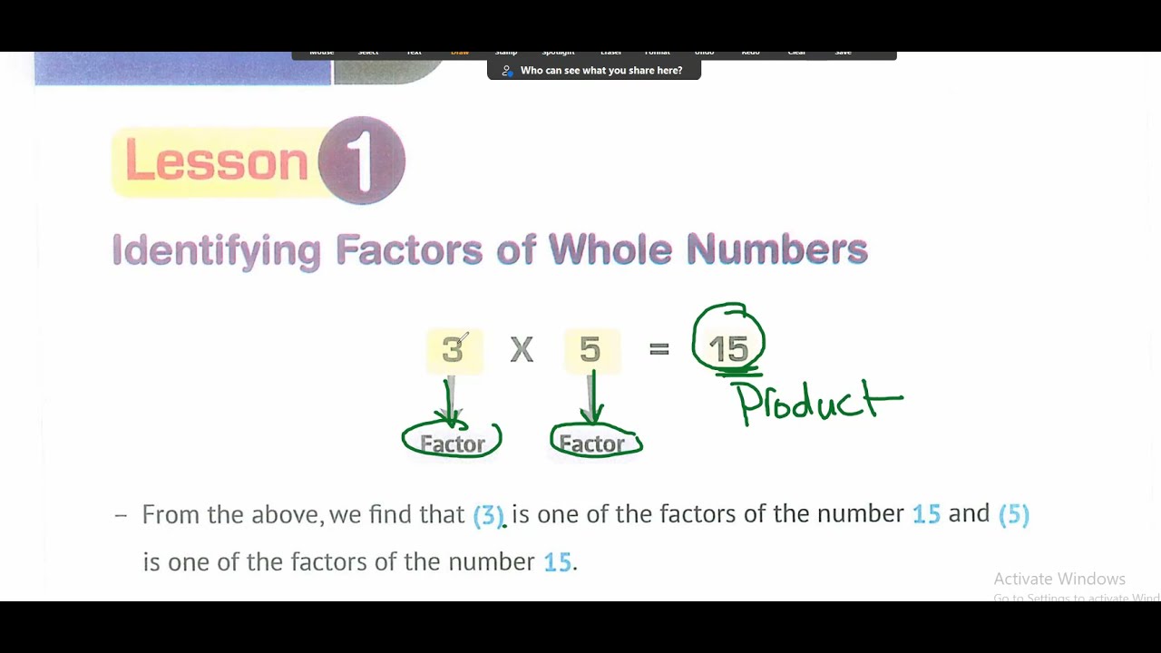 unit 6/junior 4/lesson 1 #identifying_factors_of_whole_numbers - YouTube