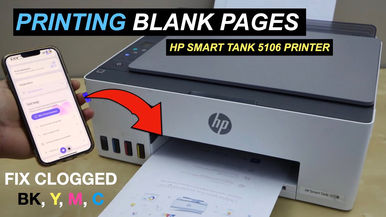 HP Smart Tank 5106 Printing Blank Pages, Missing BK, Y, M, C Ink ...