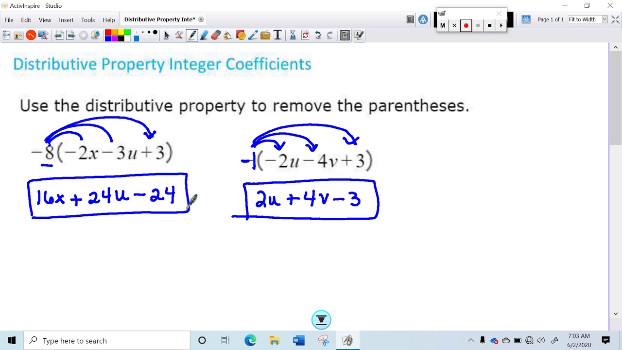 Distributive Property Integer Coefficients YouTube Distributive Property Integer Coefficients YouTube