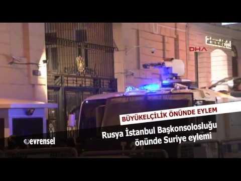Rusya İstanbul Başkonsolosluğu önünde Suriye eylemi