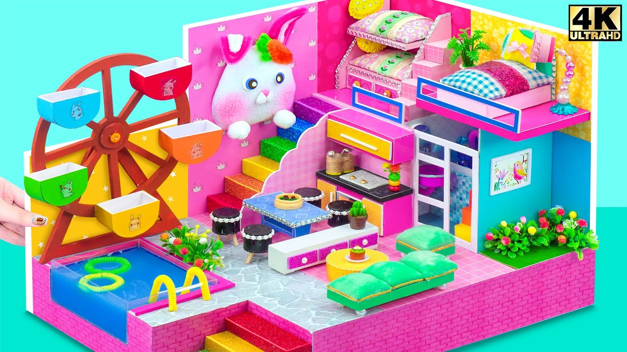 Build Miniature Pink Rabbit House with 3 Bedroom and Play Area for a ...