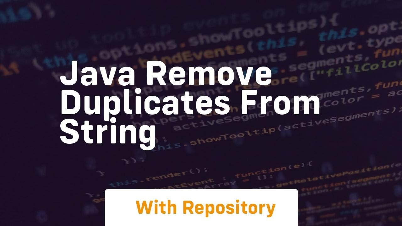 java remove duplicates from string - YouTube
