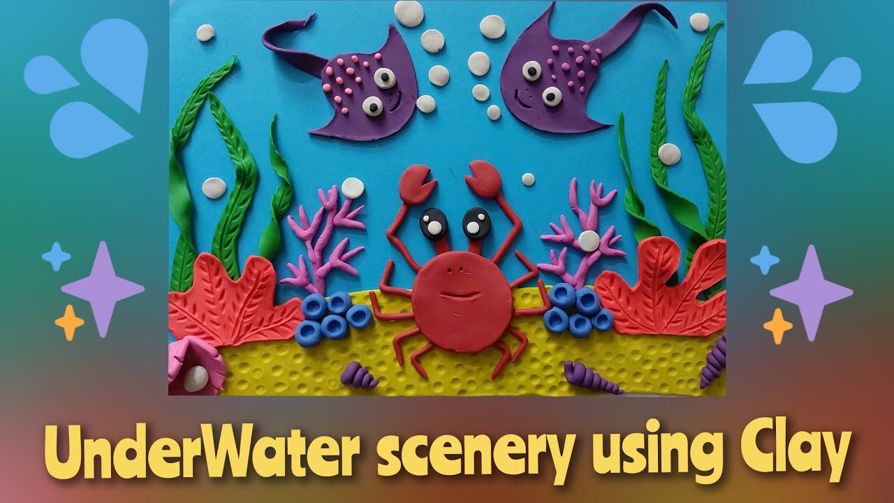Under water scenery using clay // Clay art and craft// Clay art project ...