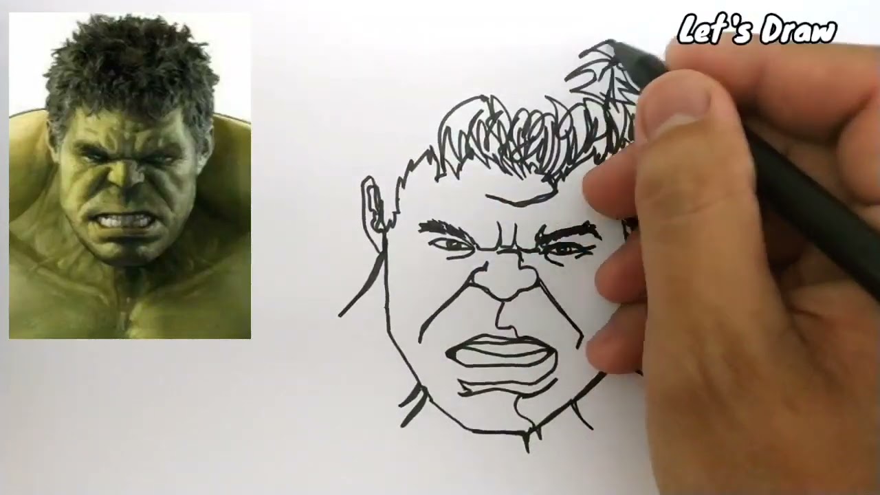 ONE LINE DRAW ! How to draw HULK only with one line . - YouTube