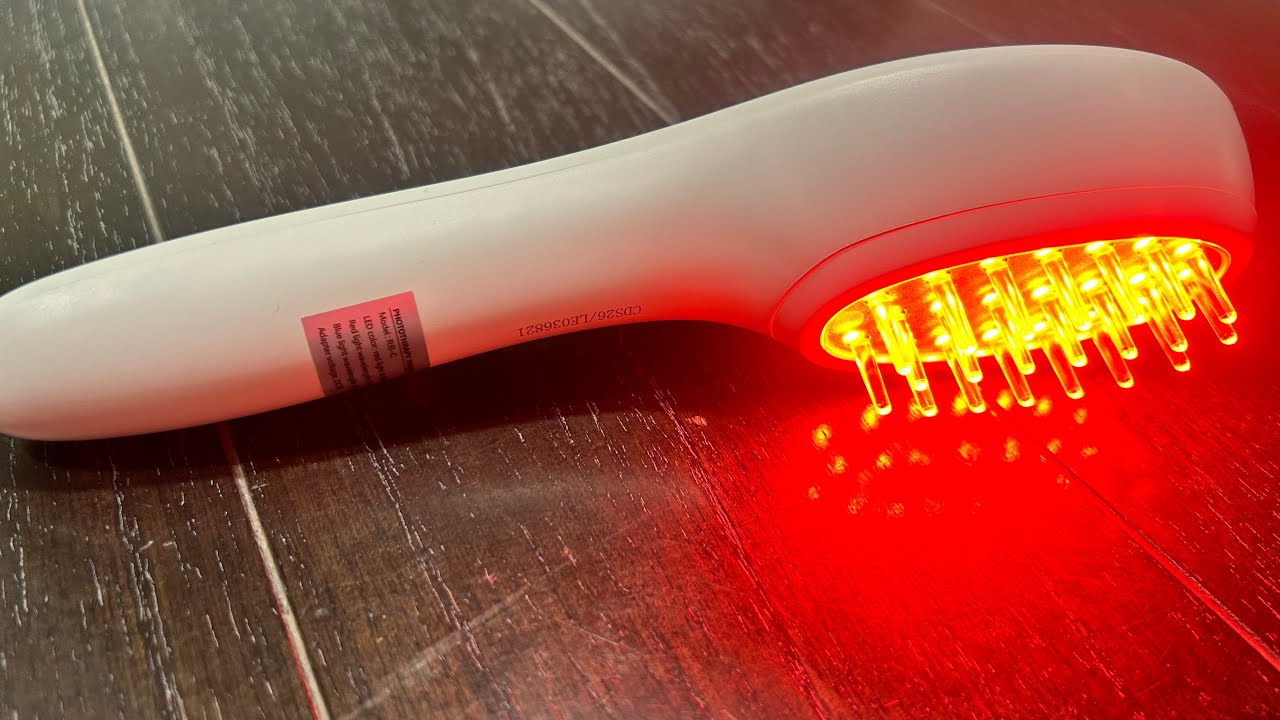 Red and blue light therapy comb with massager - YouTube