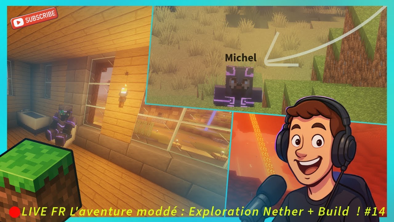 🔴LIVE FR | Exploration Nether et Build surprise chez Michel ! | Survie ...