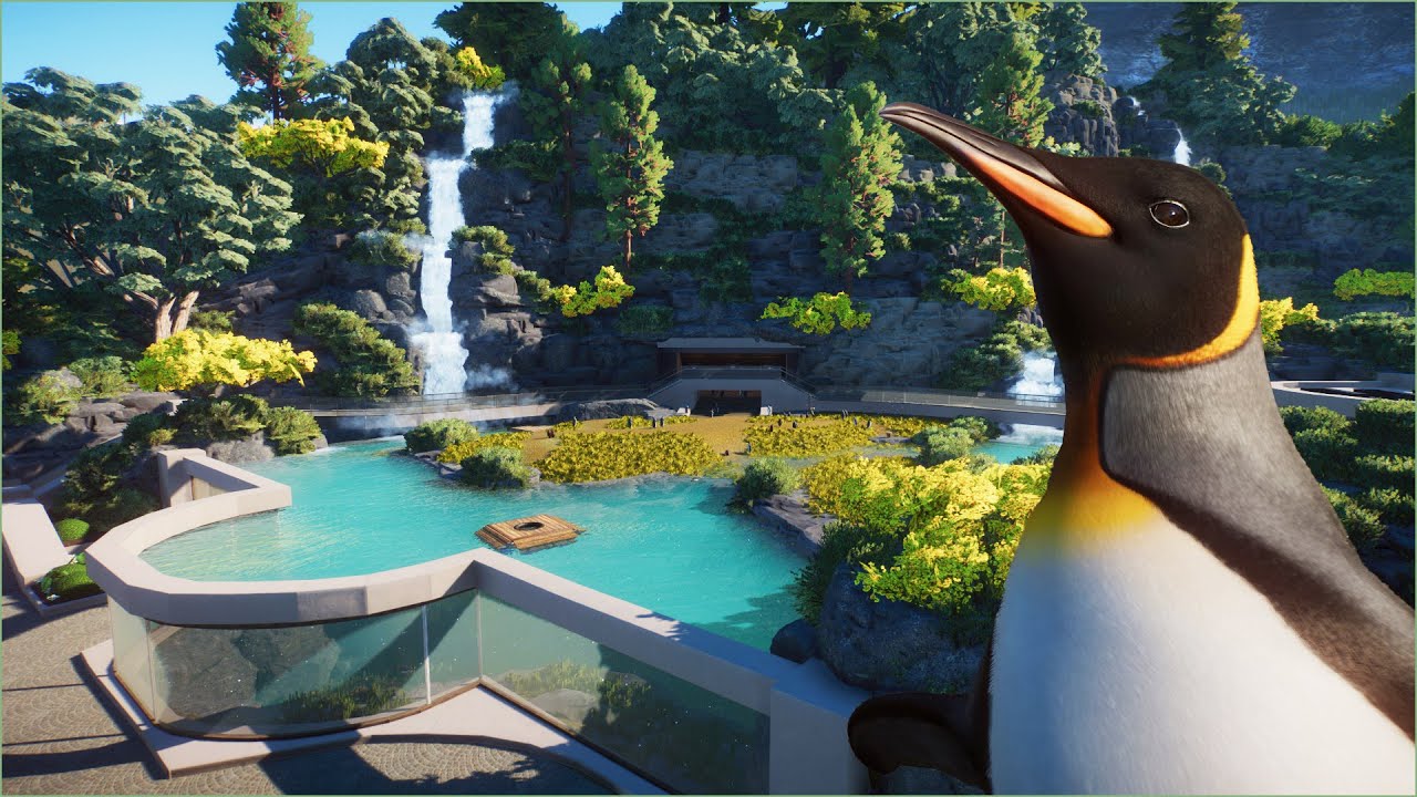 🐧 King penguin habitat with waterfalls | BjørgvinFjord Zoo | Planet Zoo ...