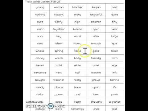 2B Tricky Words Connect Four - YouTube