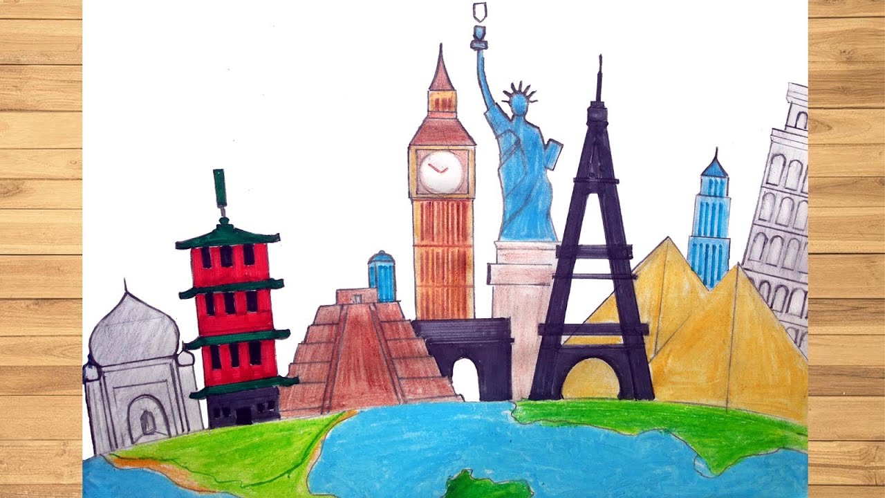World Heritage Day Drawing 🏛️ Heritage Drawing Paper 🏛 Heritage ...