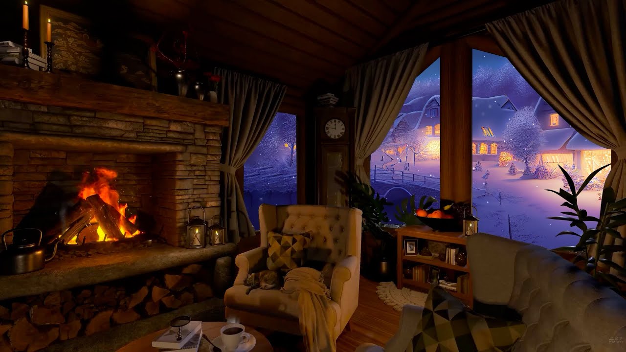 Cozy cabin ambience with relaxing rain and fireplace sounds for ...
