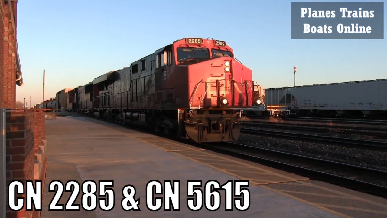 CN M397 Manifest Train CN 2285 & CN 5615 Locomotives Strathroy Sub - YouTube