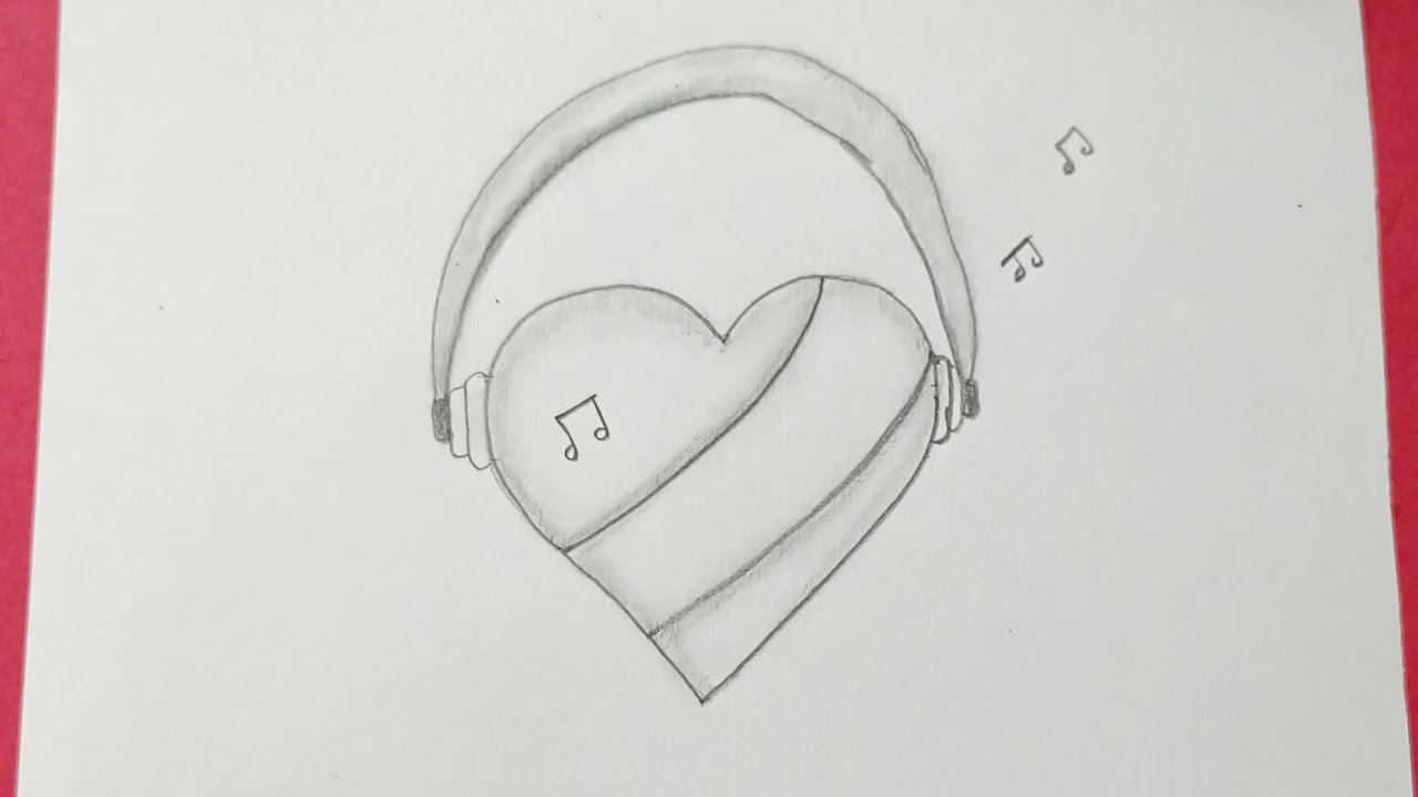 how to draw a ute heart wearing handphone ll easy drawing for beginners ...