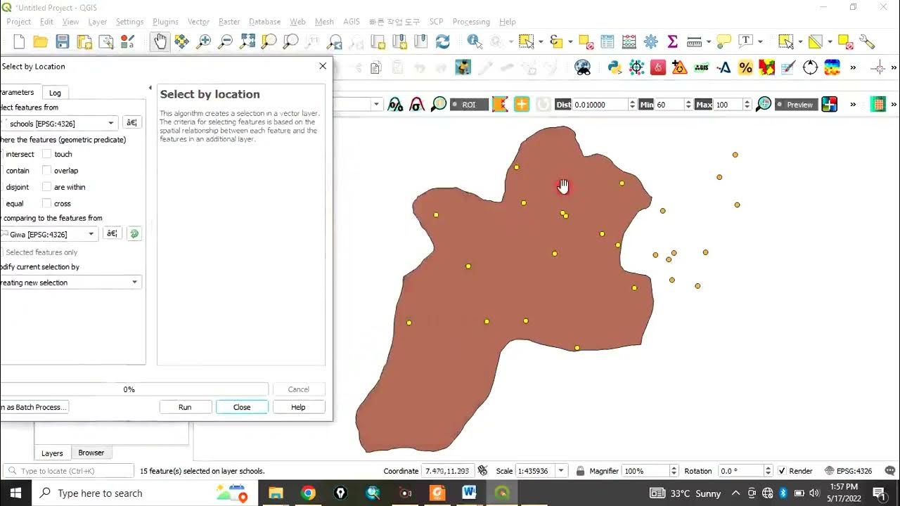 How to select point by location in QGIS - YouTube