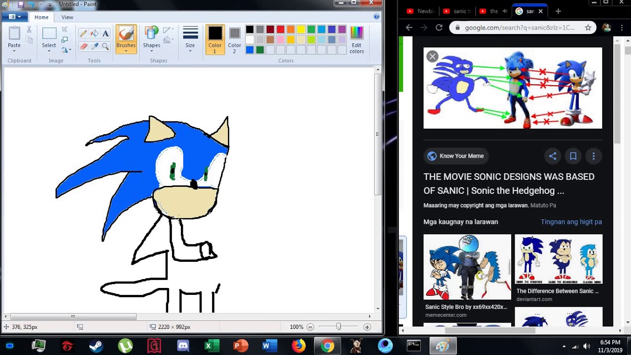 Newbie sanic drawing using paint with Sanic Theme - YouTube