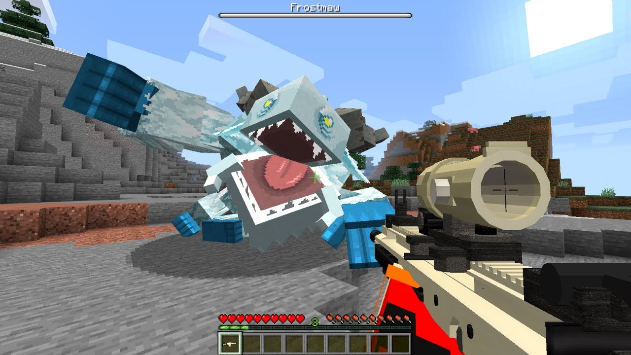 Realistic Guns vs Frostmaw in Minecraft (Mod Download in Description ...