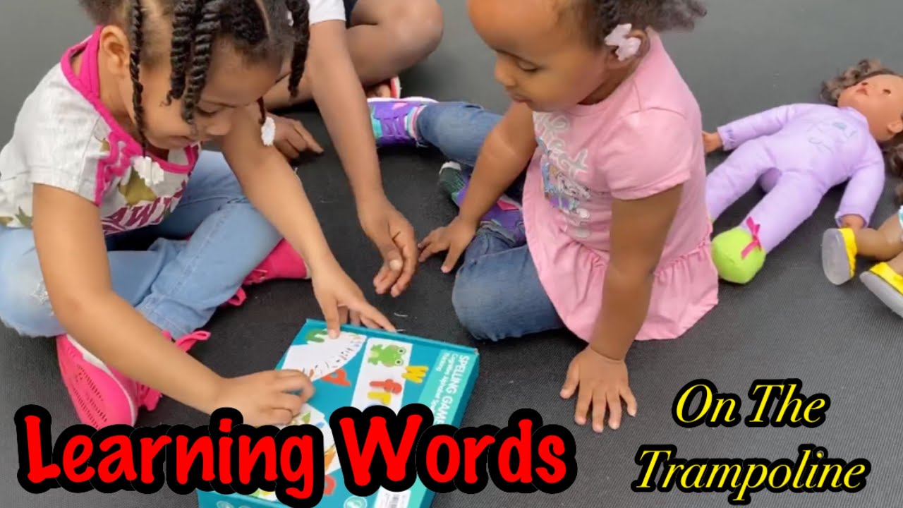Learning Letters on the Trampoline Outside Fun - YouTube