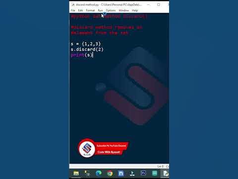 python sets method discard | python sets #python #codewithilyasoft #pythonsets #coding # ...
