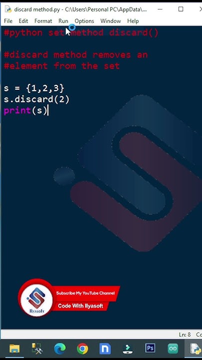 python sets method discard | python sets #python #codewithilyasoft #pythonsets #coding # ...