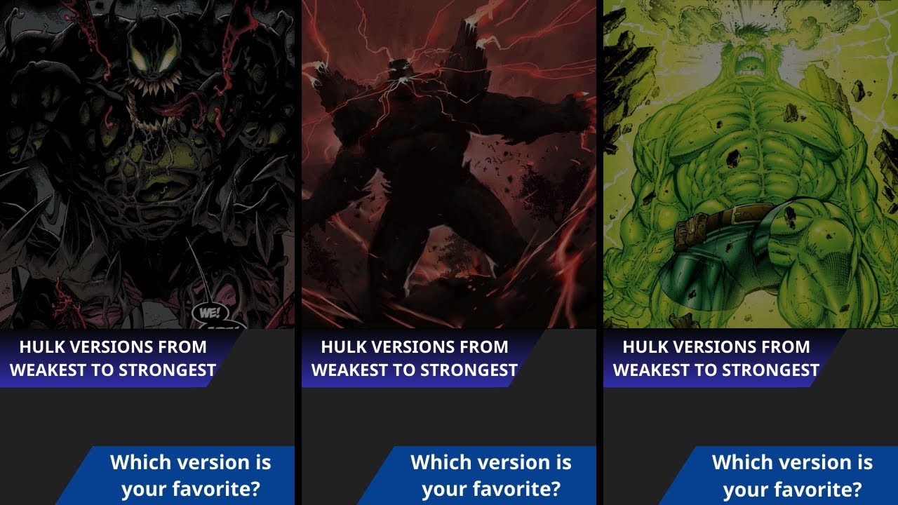 Hulk Versions from Weakest to Strongest in Marvel - YouTube