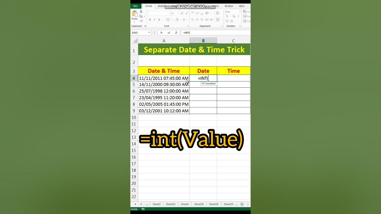 Seperate Date & Time #shorts #excel #exceltutorial #msexcel - YouTube