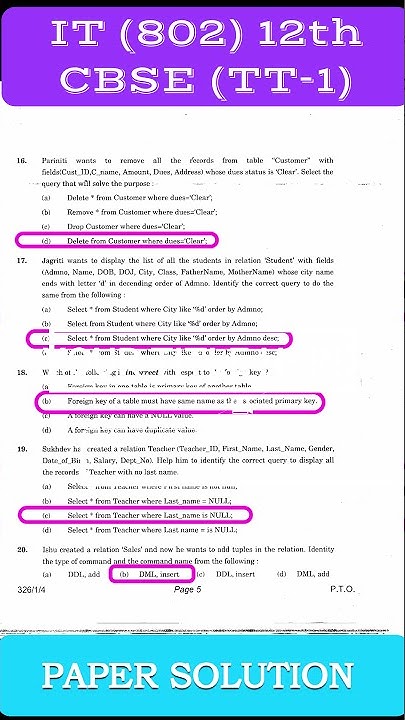 IT (802) CBSE CLASS-12 TERM TEST-1 PAPER SOLUTION| PAPER SOLUTION OF ...